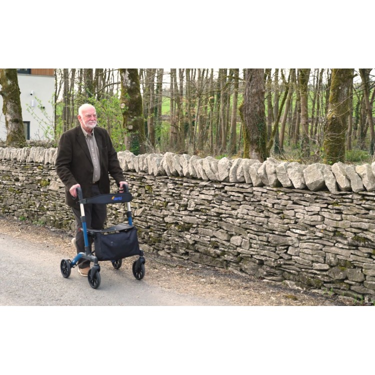 Alerta Four-Wheel Aluminium Dual-Folding Rollator, Lightweight, Quick ...